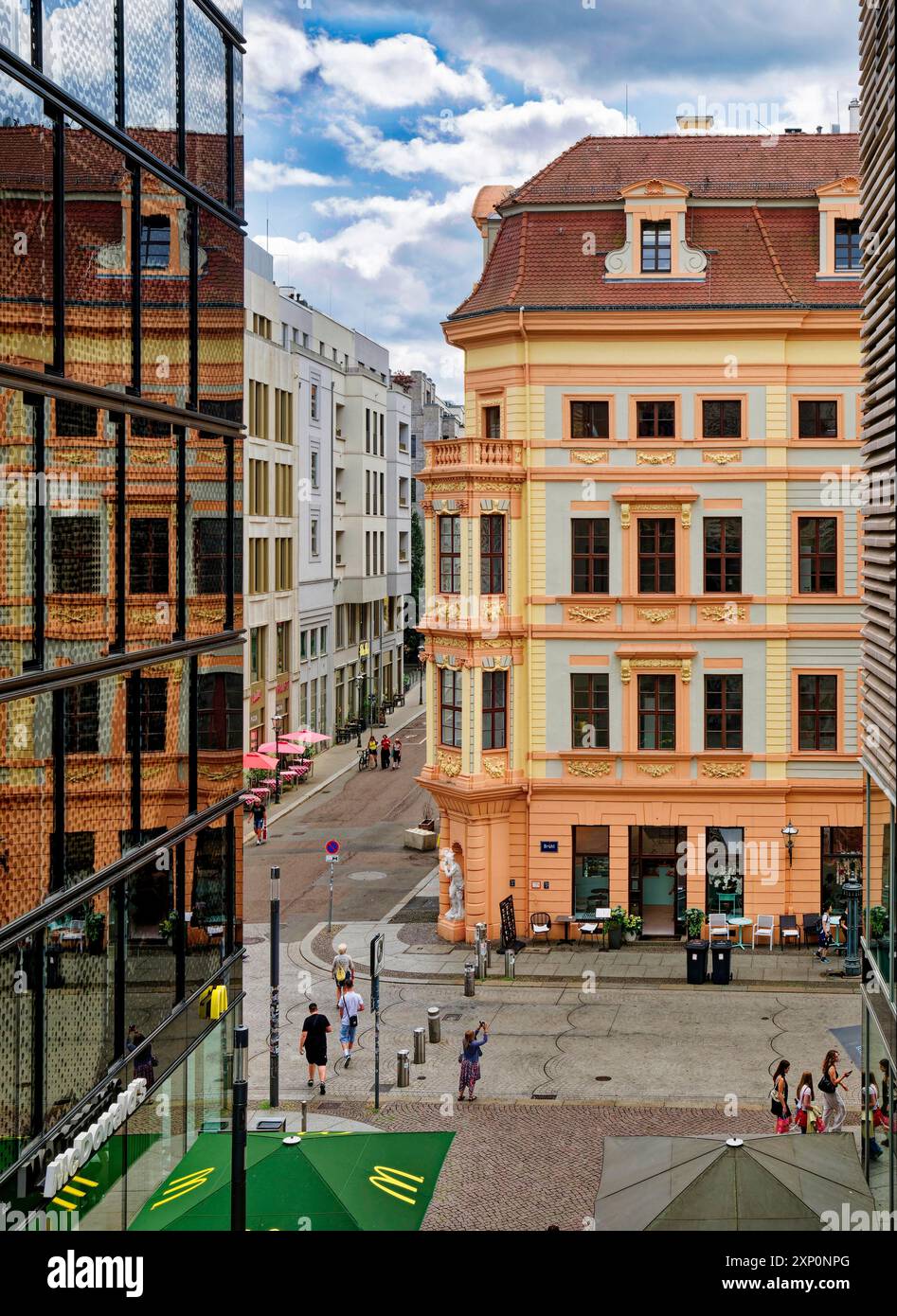 Romanushaus and Hoefe am Bruehl, city centre, Leipzig, Saxony, Germany ...
