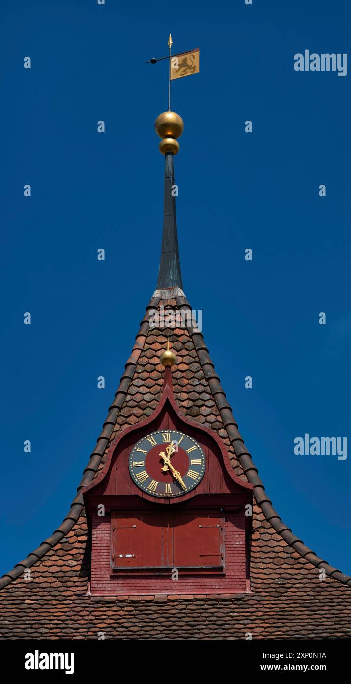 Lucerne Gate with tower clock, Sempach, Canton Lucerne, Switzerland ...