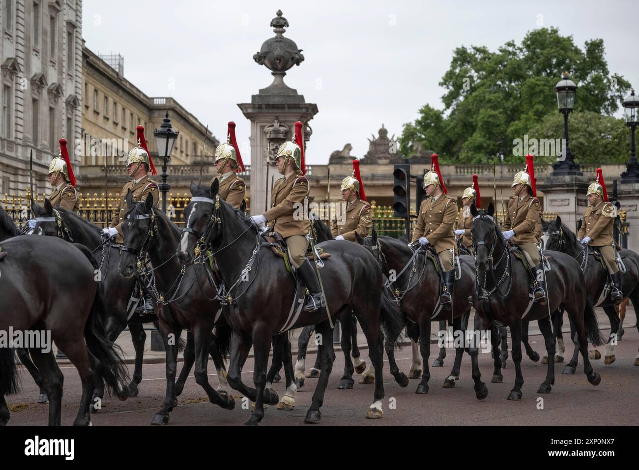 Military riders, horses, Trooping the colour, military parade in June ...