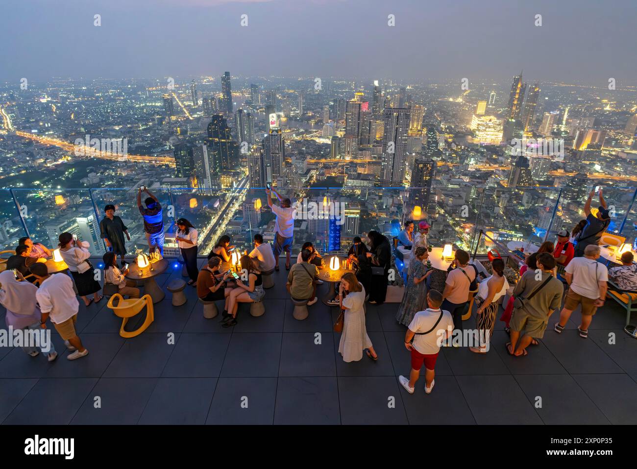 View of skyscrapers of Bangkok skyline from the observation deck of the ...