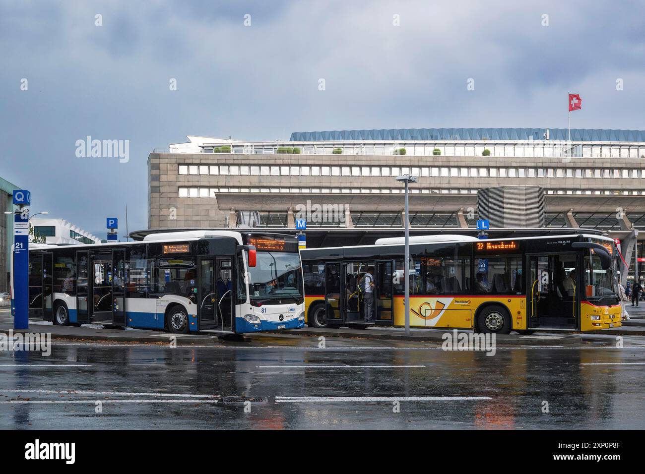 Railway station Bus Terminal VBL Bus and Postbus Stock Photo - Alamy