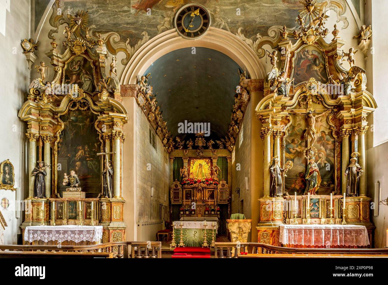Interior of the monastery church of the Annunciation with main altar ...