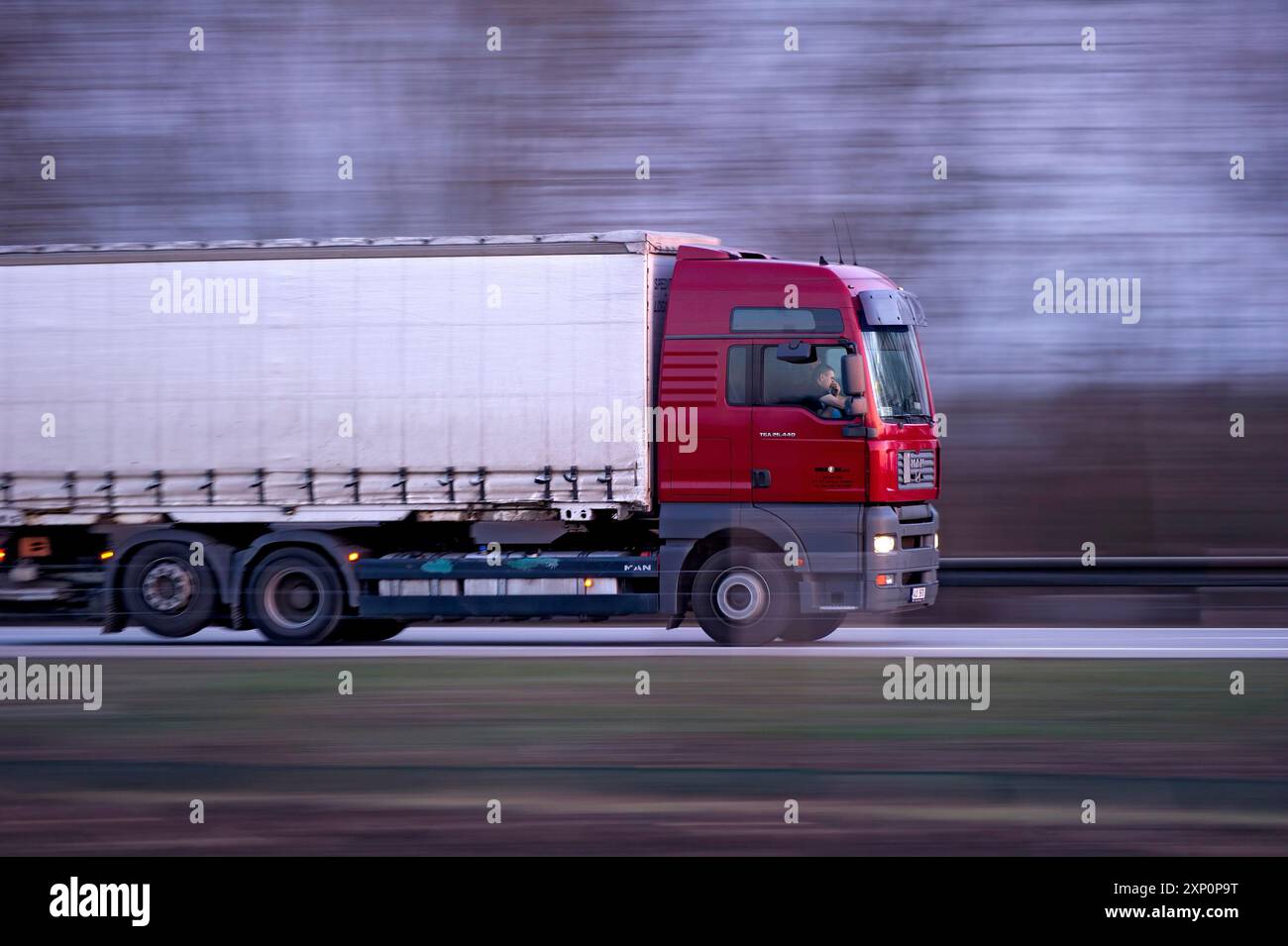 Unconcentrated driver in truck, lorry, semi-trailer MAN TGA 26.440 ...