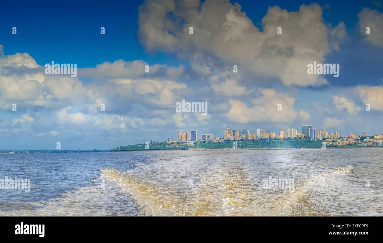 Maputo city skyline , sky line view from a distance on a boat trip to ...