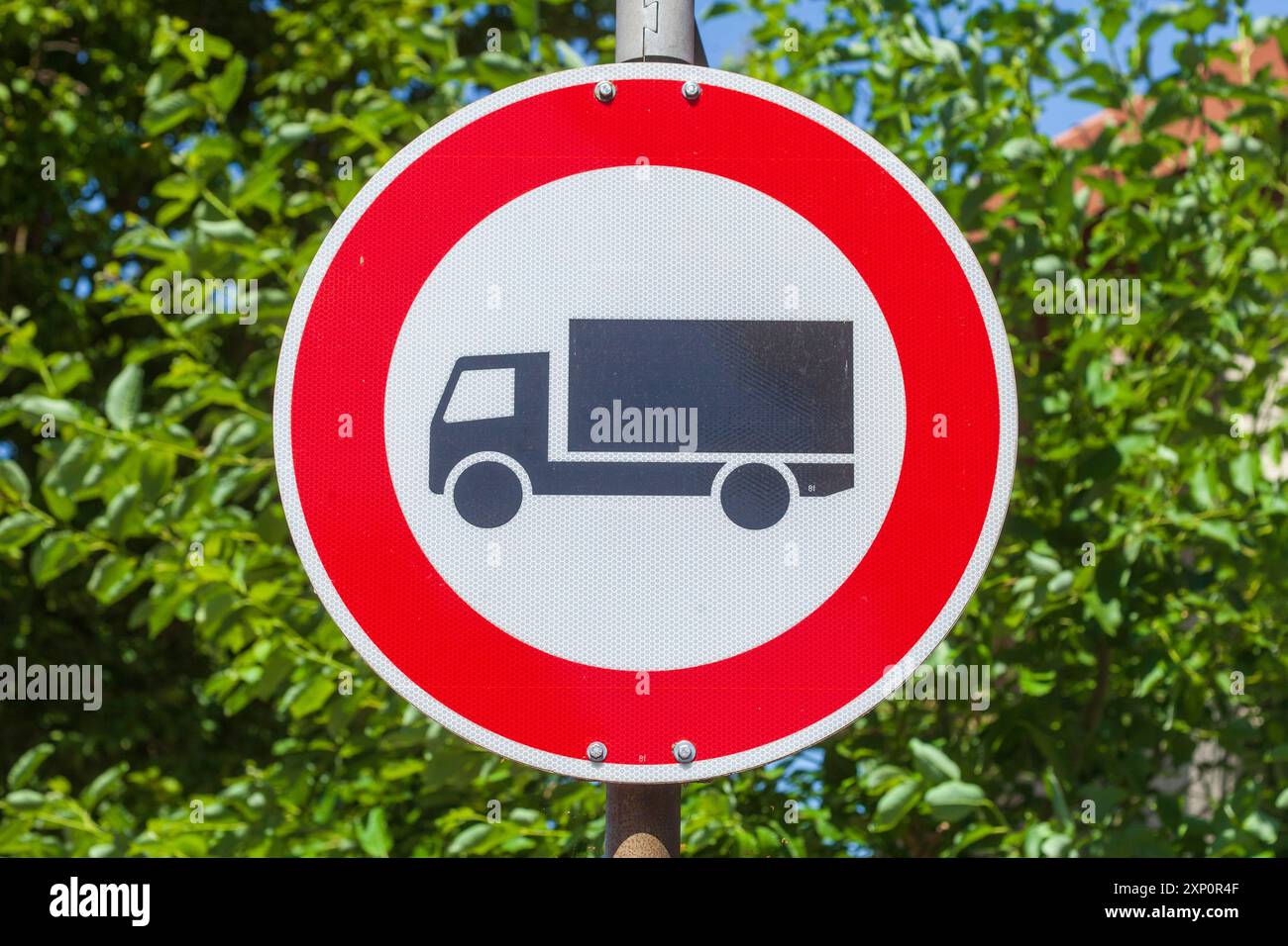 Traffic sign No through traffic for lorries, Germany Stock Photo - Alamy