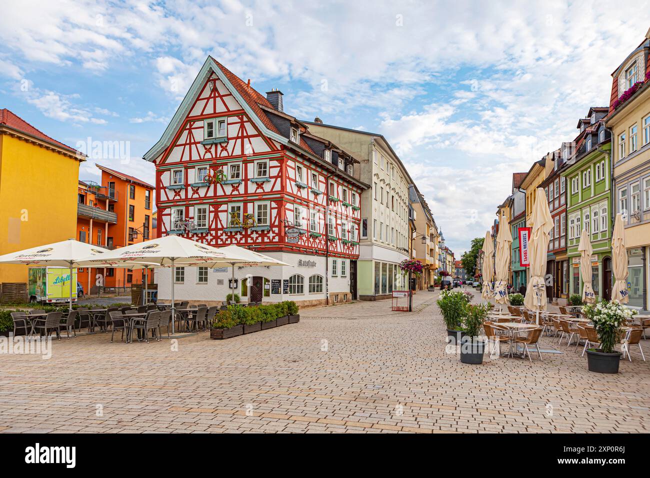 Council parlour on the market square in Meiningen, Thuringia, Germany ...