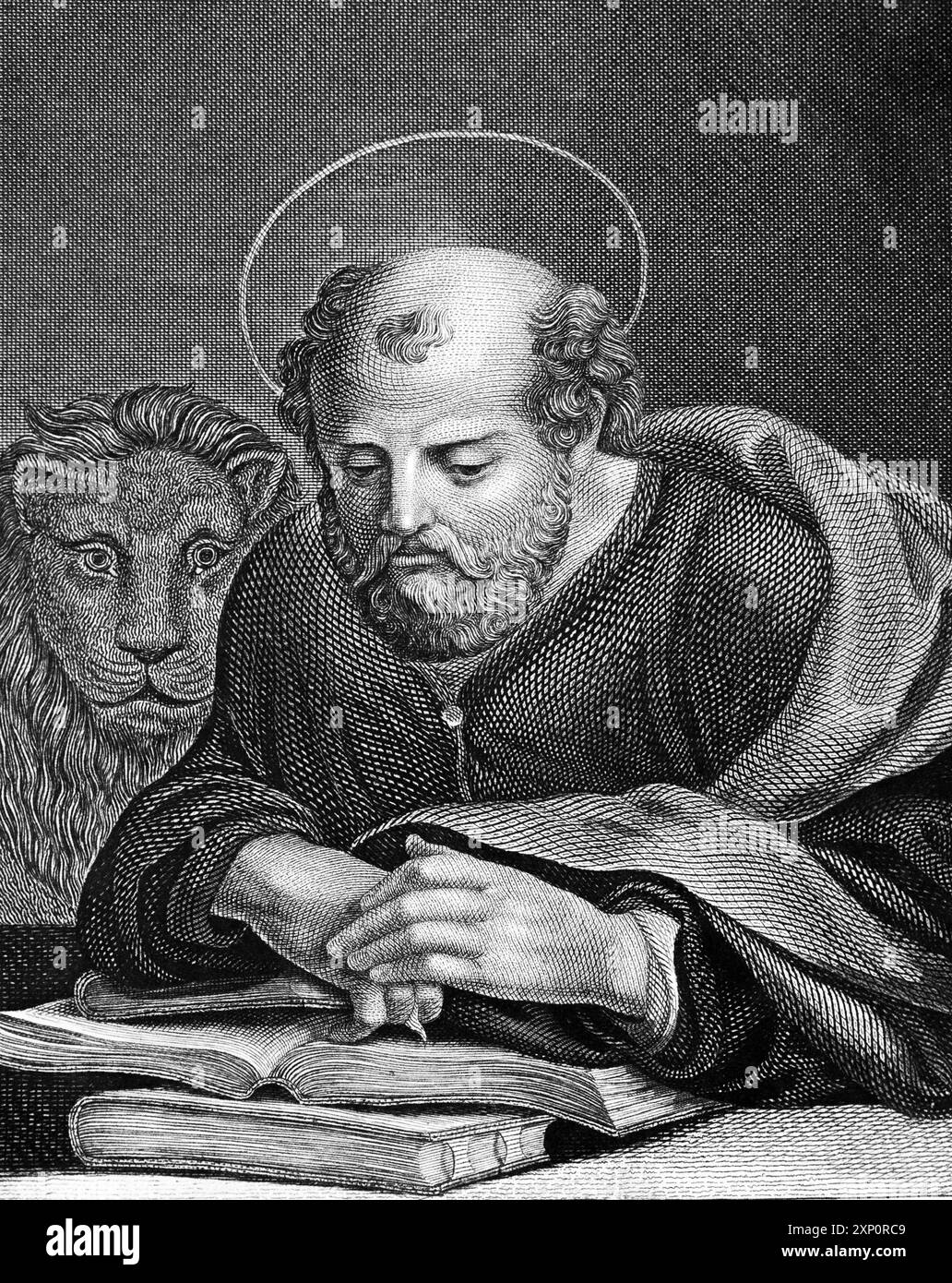 Portrait of St Mark, Evengelist Marcus, saints, lion, reading, bible ...