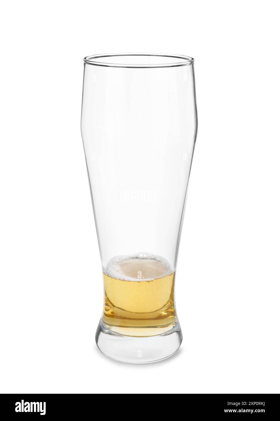 Almost empty glass of beer isolated on white Stock Photo - Alamy