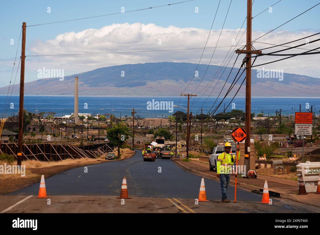 Crews work to repave parts of Lahainaluna road, Saturday, July 6, 2024 ...
