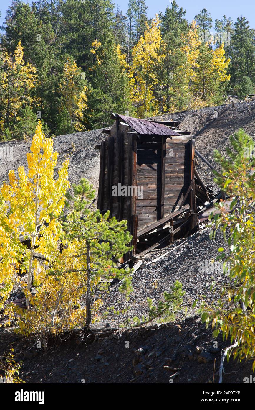 Dilapidated building is a relic from the silver and zinc mining past ...