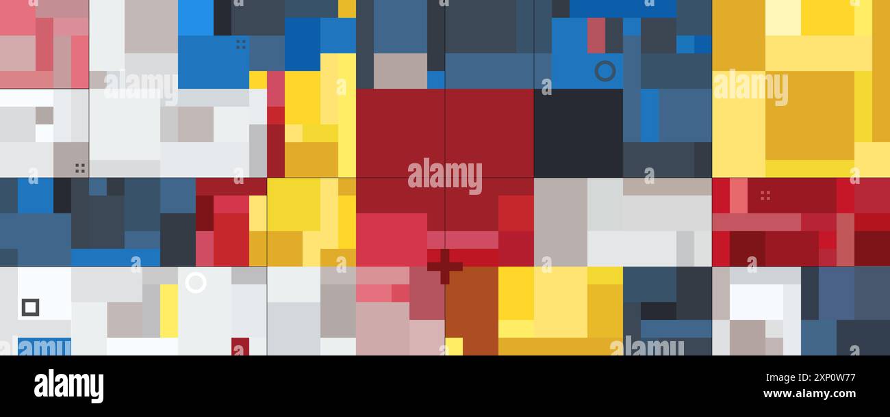 A collage featuring colorful squares centered around a cross Stock ...