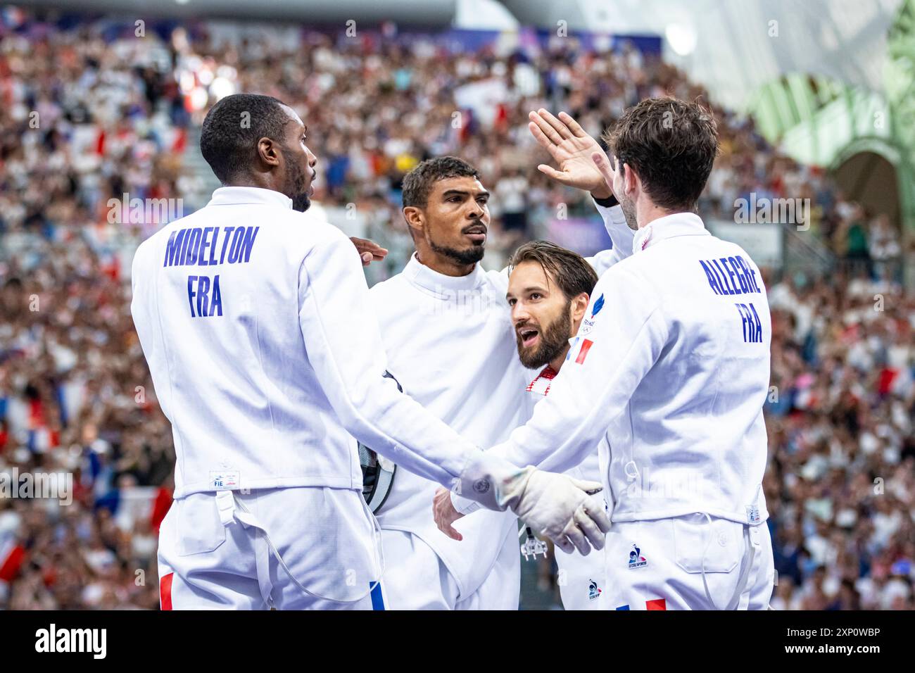 Paris, France. 2nd August 2024. Olympic Games, male team epee, fencing ...