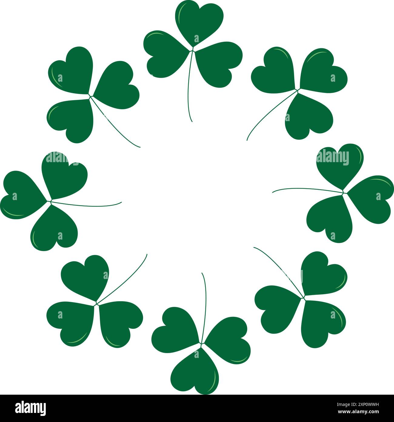 Abstract round frame of shamrocks in trendy green. Monochrome Copyspace ...