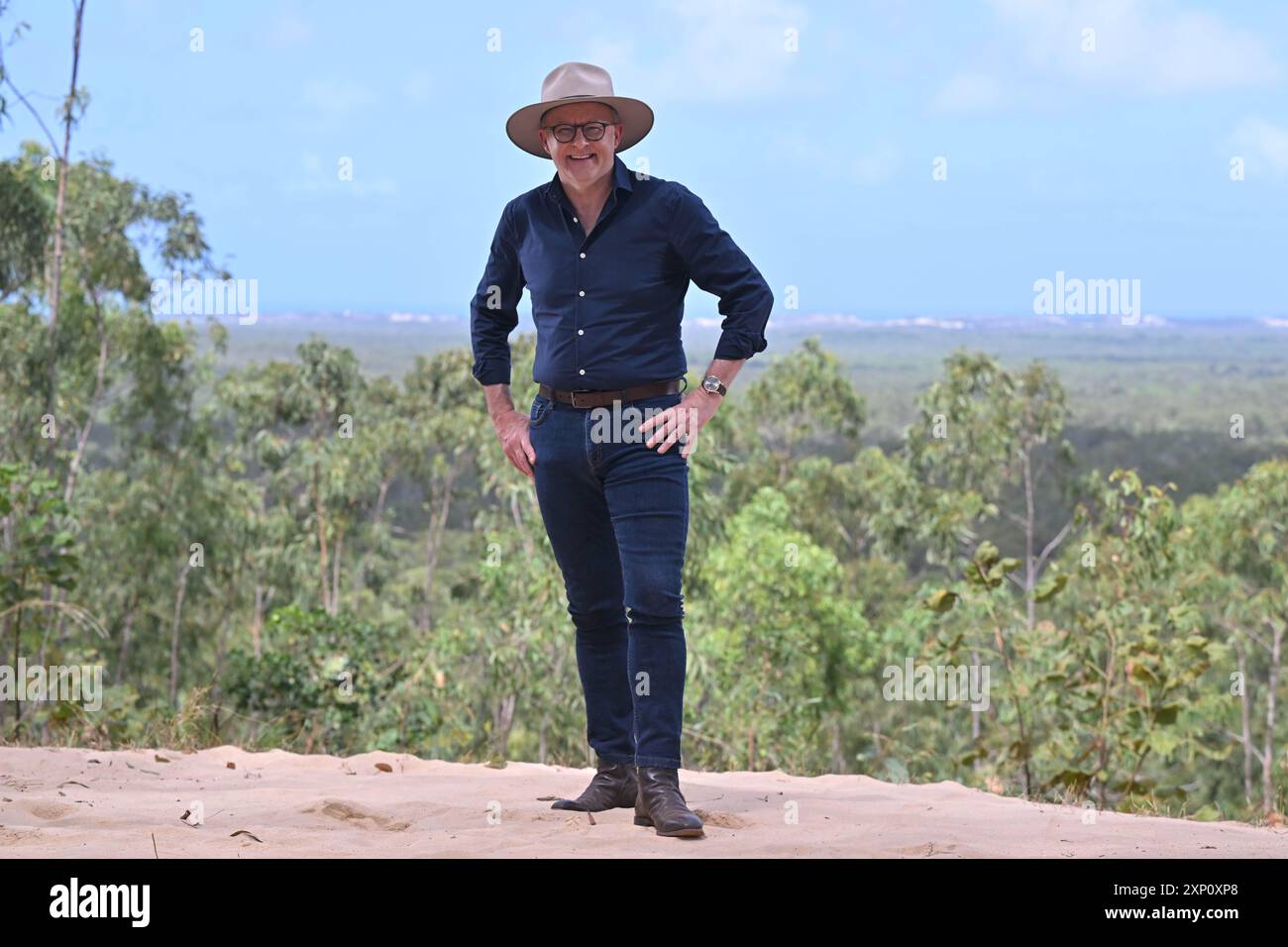 Gove, Australia. 03rd Aug, 2024. Prime Minister Anthony Albanese poses ...