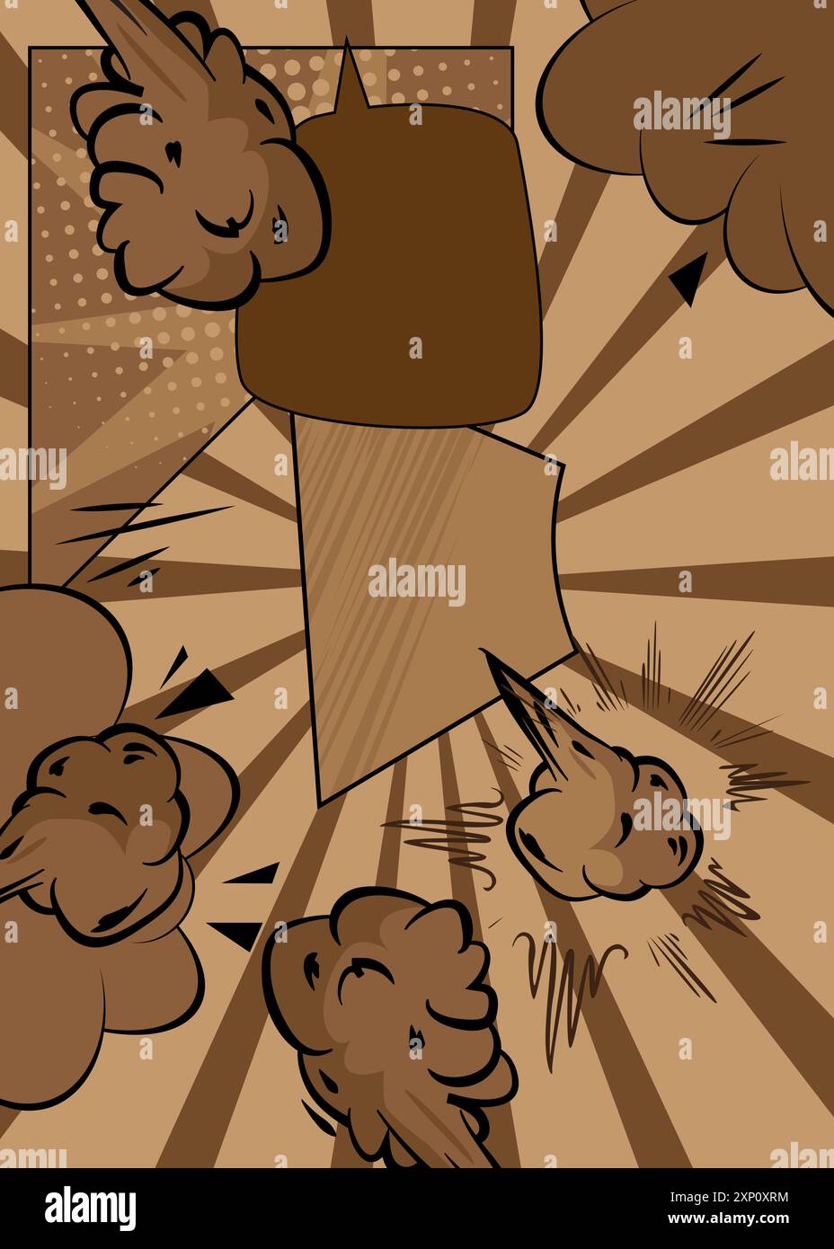 Cartoon brown background, comic book backdrop. Retro vector comics pop ...