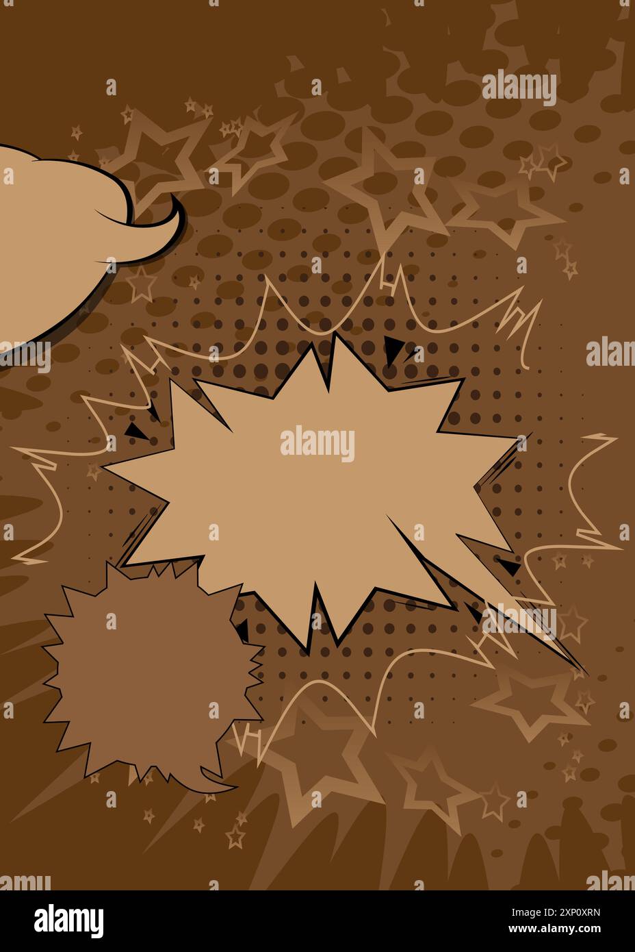 Cartoon brown background, comic book backdrop. Retro vector comics pop ...