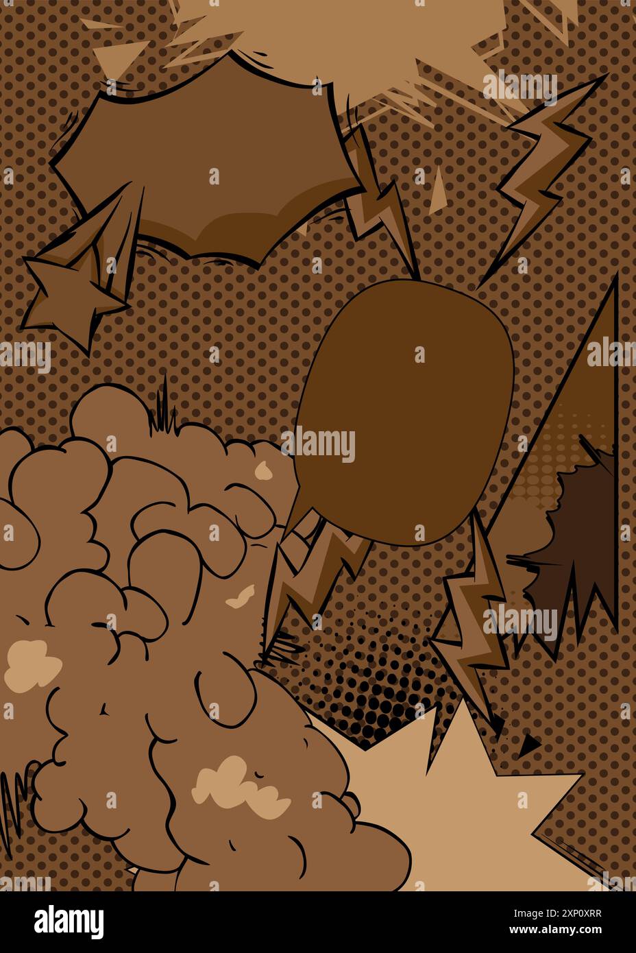 Cartoon brown background, comic book backdrop. Retro vector comics pop ...