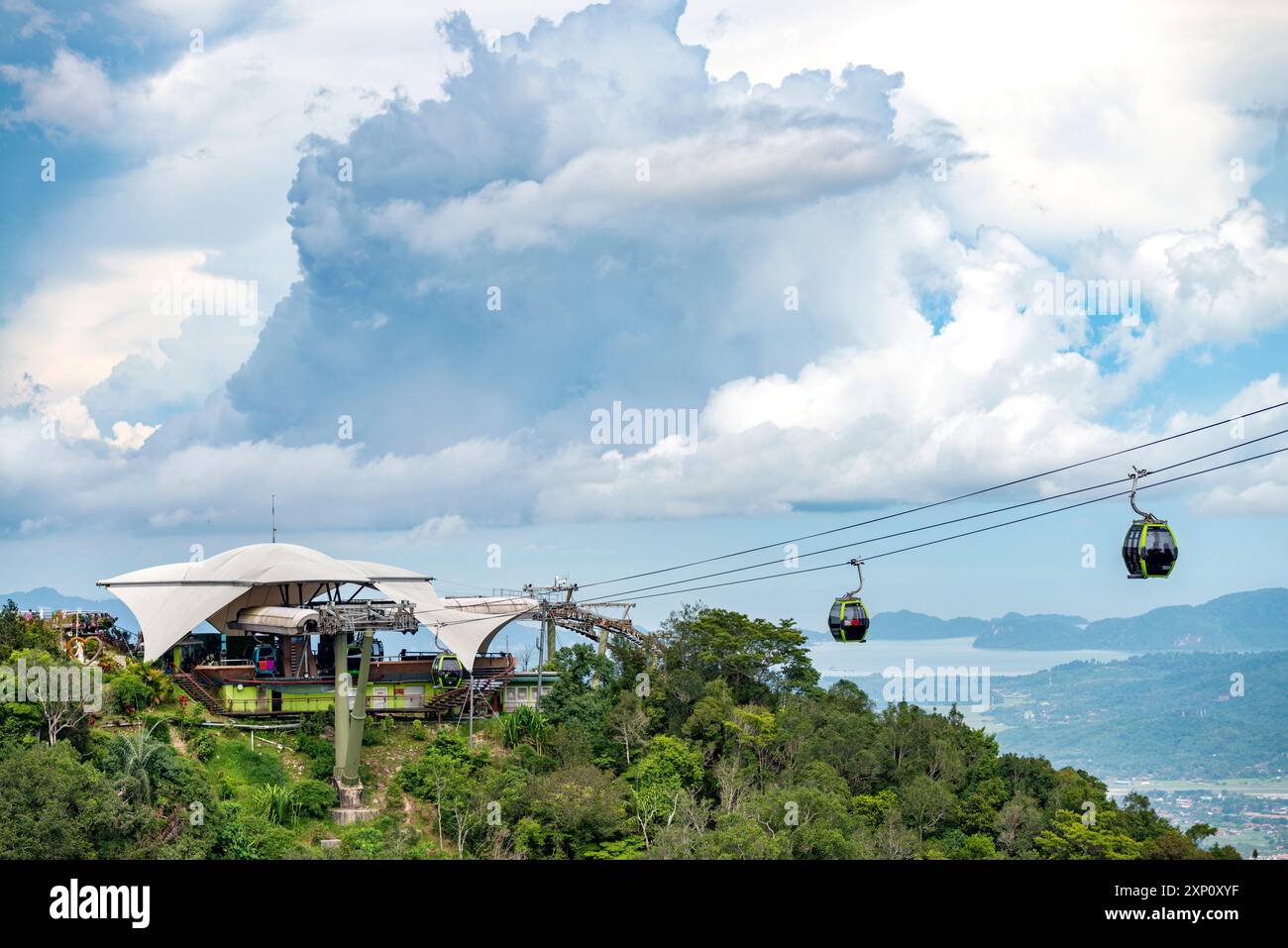 Cable car gondolas travel to and fro the Middle and Upper stations ...