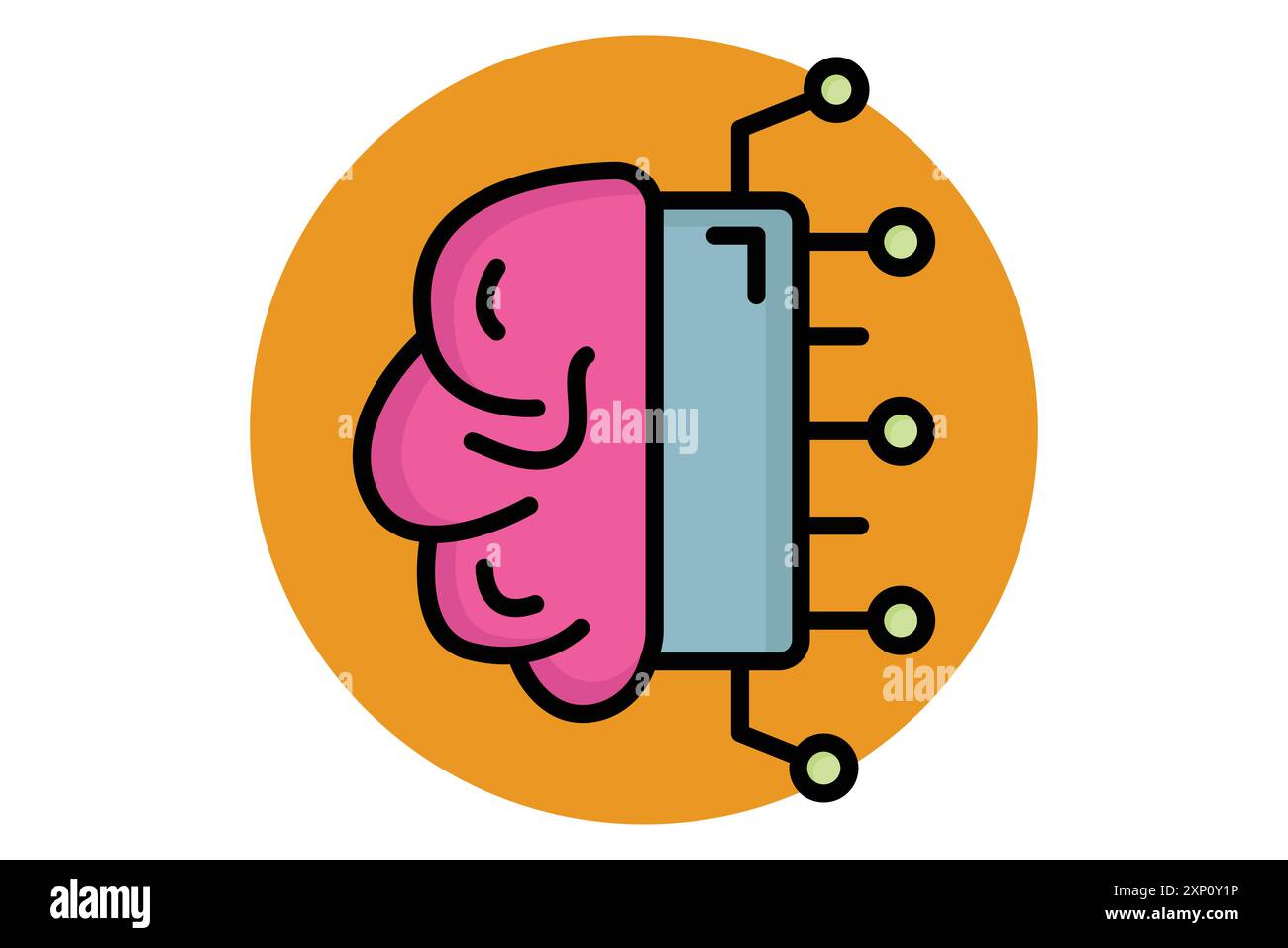 Machine learning colored outline icon. brain with CPU. icon related to ...
