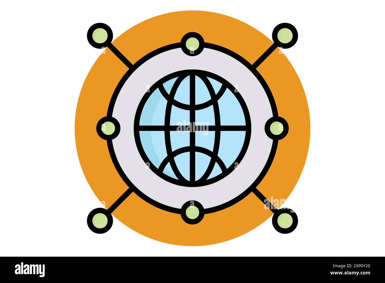 Internet colored outline icon. earth with network. icon related to ...