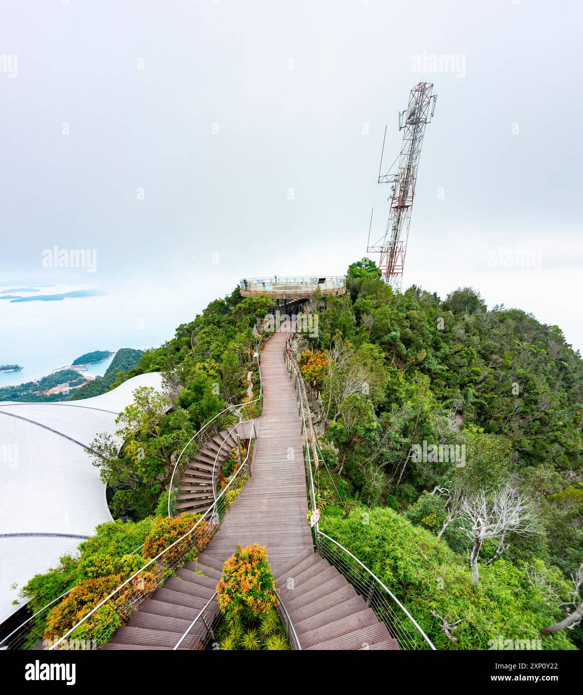 The steps and pathway,run over the high forested landscape,of Mat ...