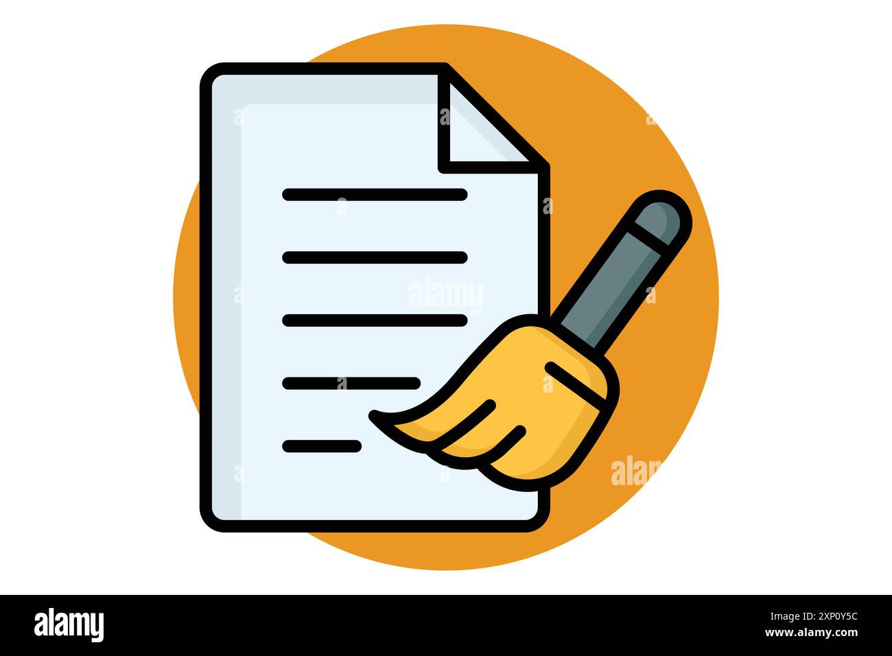 Data cleaning colored outline icon. paper with cleaner. icon related to ...