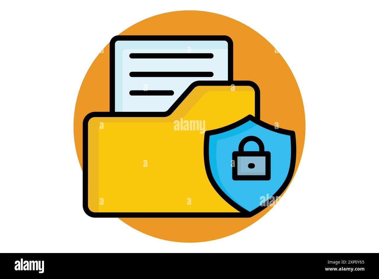 Data Security Colored Outline Icon Folder With Shield And Lock Icon Related To Protect Data