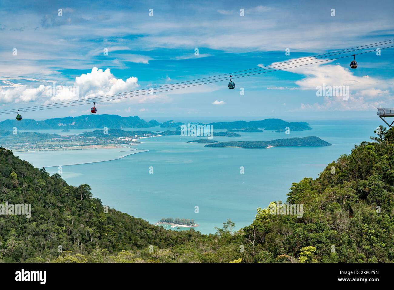 Langkawi cable cars run across spetacular scenery on the Island,seen ...