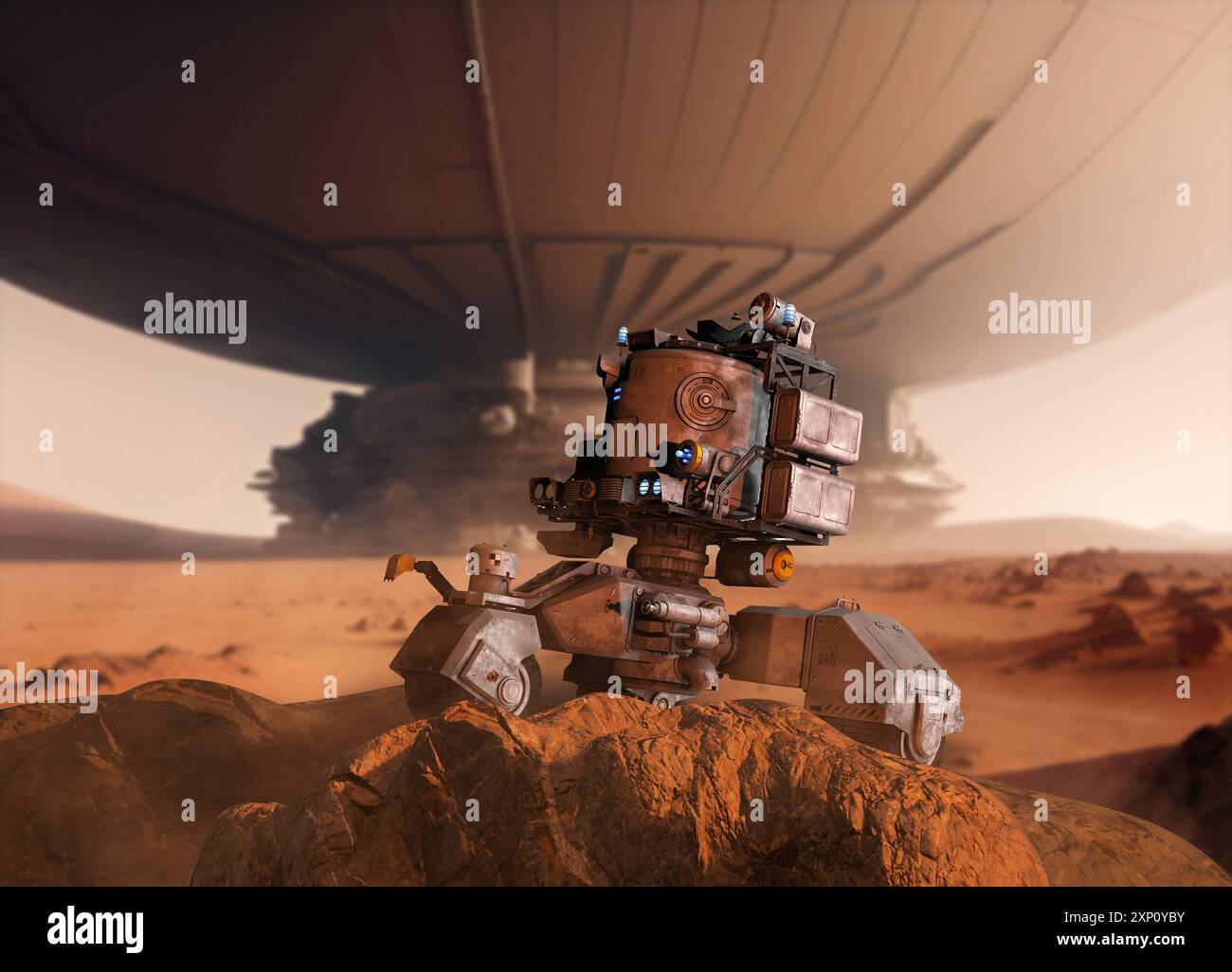 Industrial digger on Mars, illustration Stock Photo - Alamy