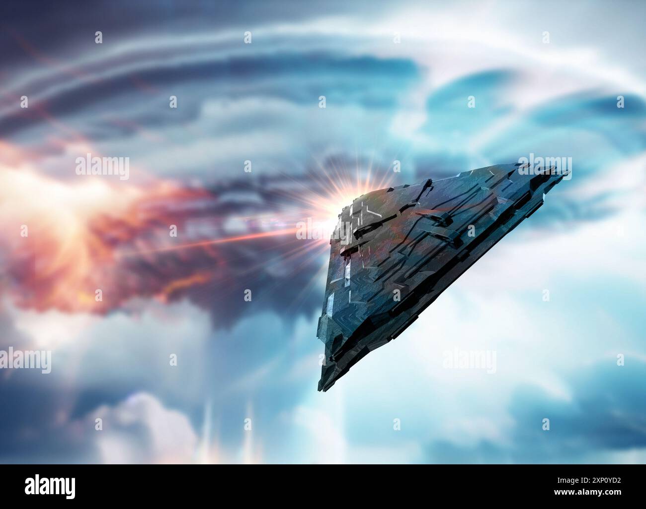 Unidentified flying object (UFO) in flight, illustration Stock Photo ...
