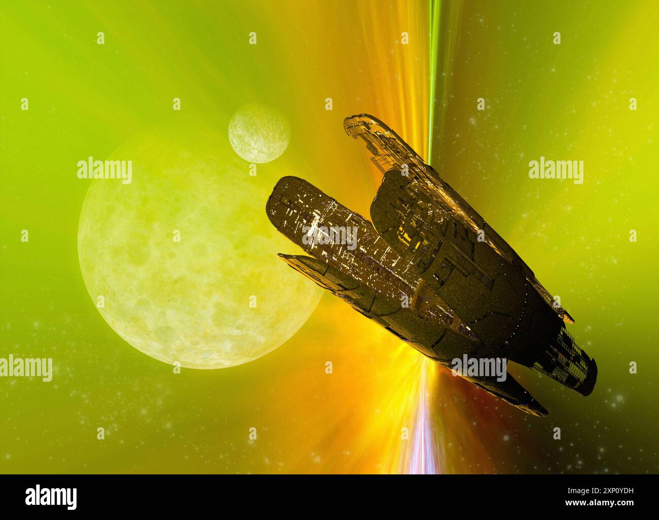 Space station with small shuttle craft, illustration Stock Photo - Alamy