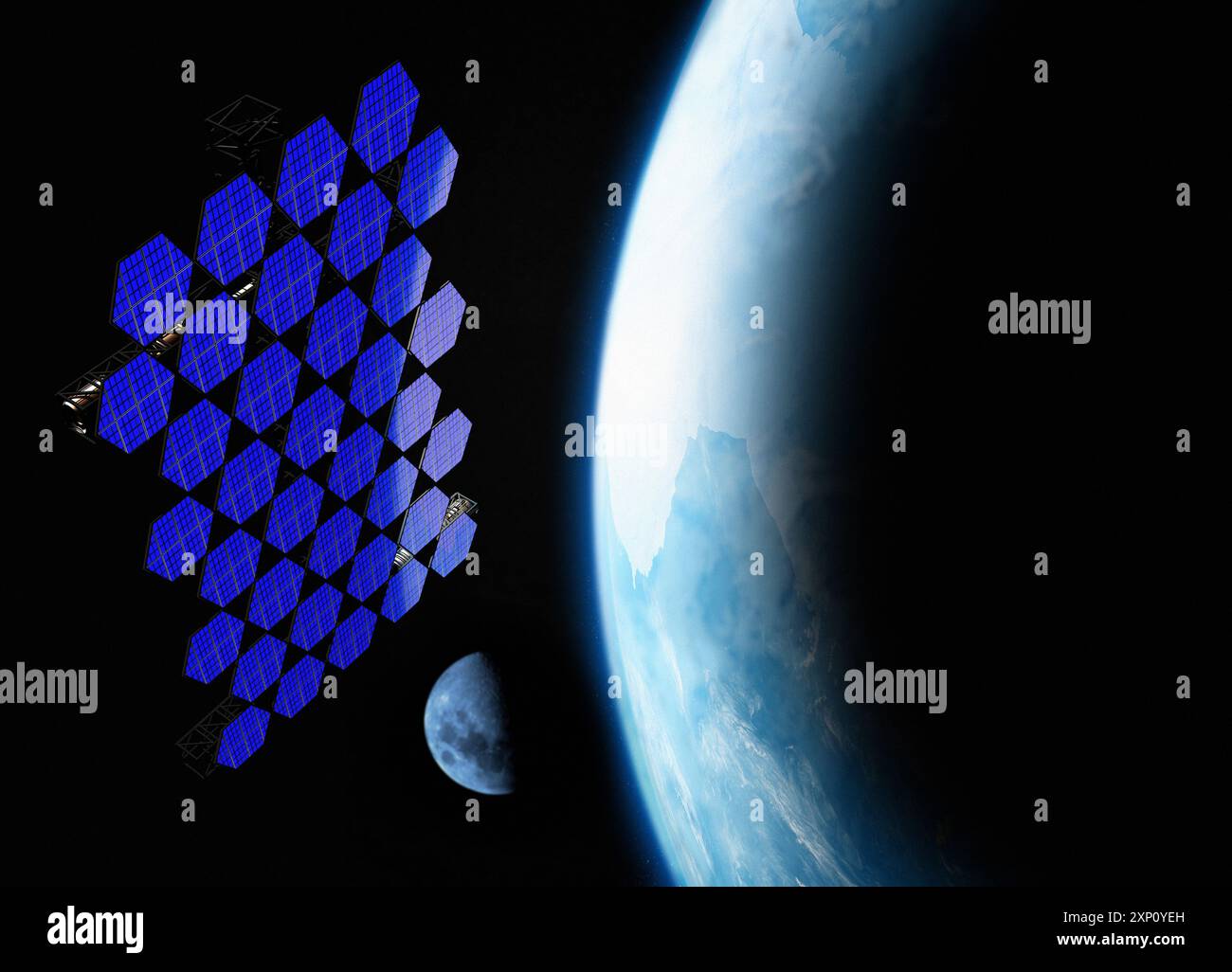 Mirror array in space, illustration. There are satellites that an ...