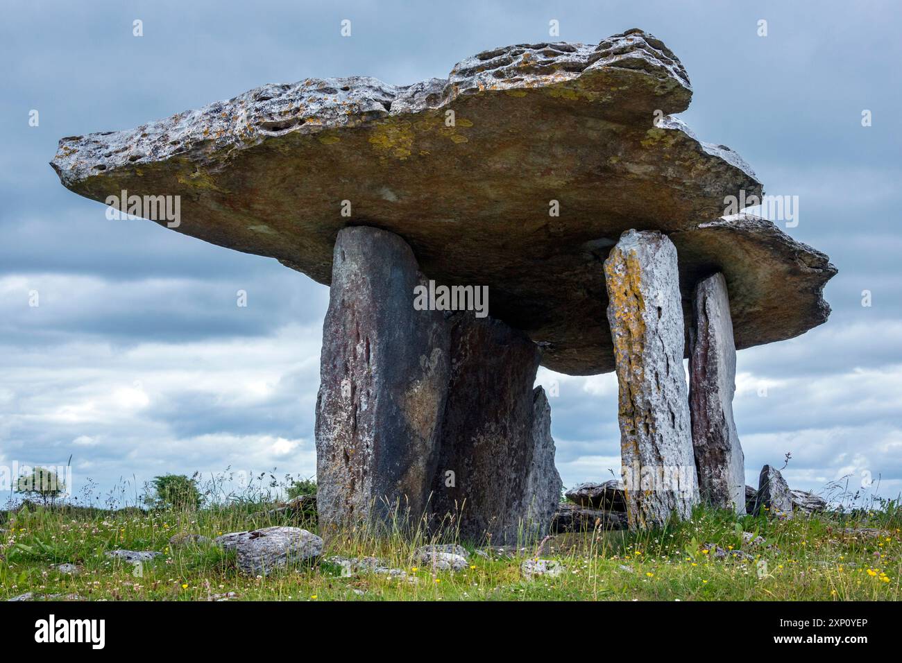 Poulnabrone dolmen in the Burren, County Clare, Ireland. This large ...