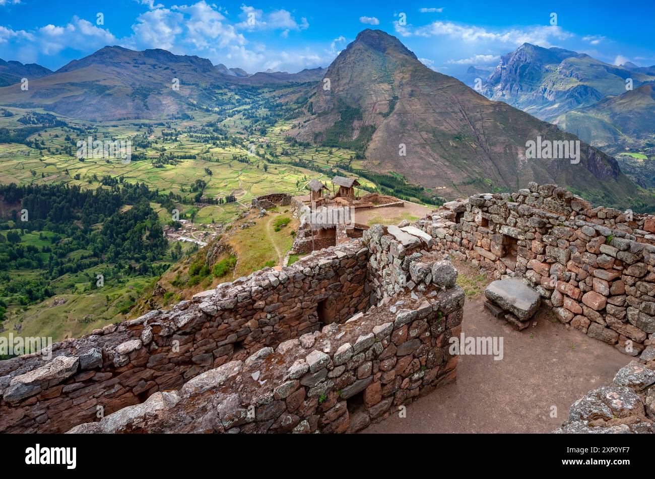 Sacred Valley of the Incas in Peru, as viewed from the ruins of Qantus ...