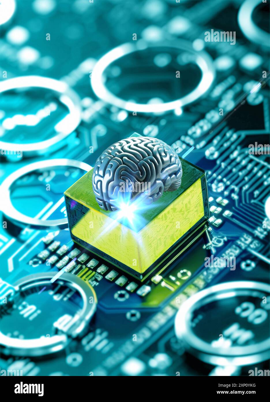 Brain-computer interface, conceptual illustration Stock Photo - Alamy