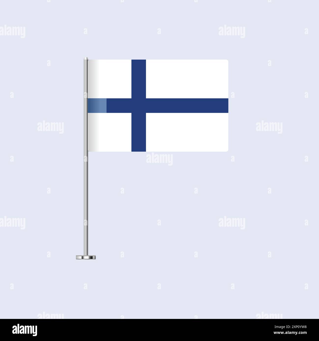 Isolated Finland Table Flag on Pole, Finnish Flag Vector Design for ...