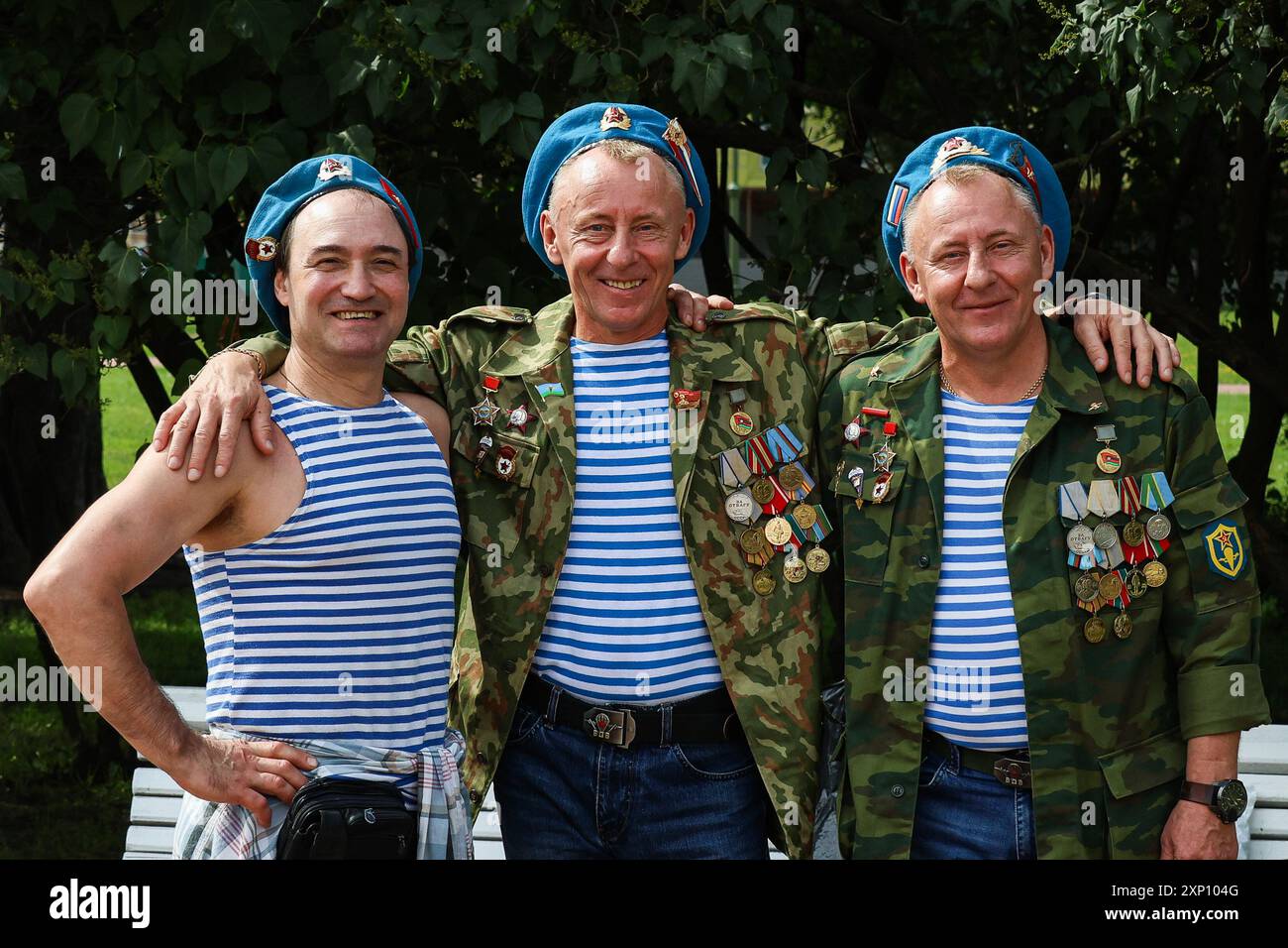 Airborne Forces servicemen during the celebration of Airborne Forces Day on the Field of Mars in ...