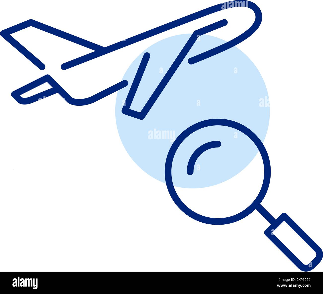 Airplane taking off and magnifying glass. Flight tracking services ...