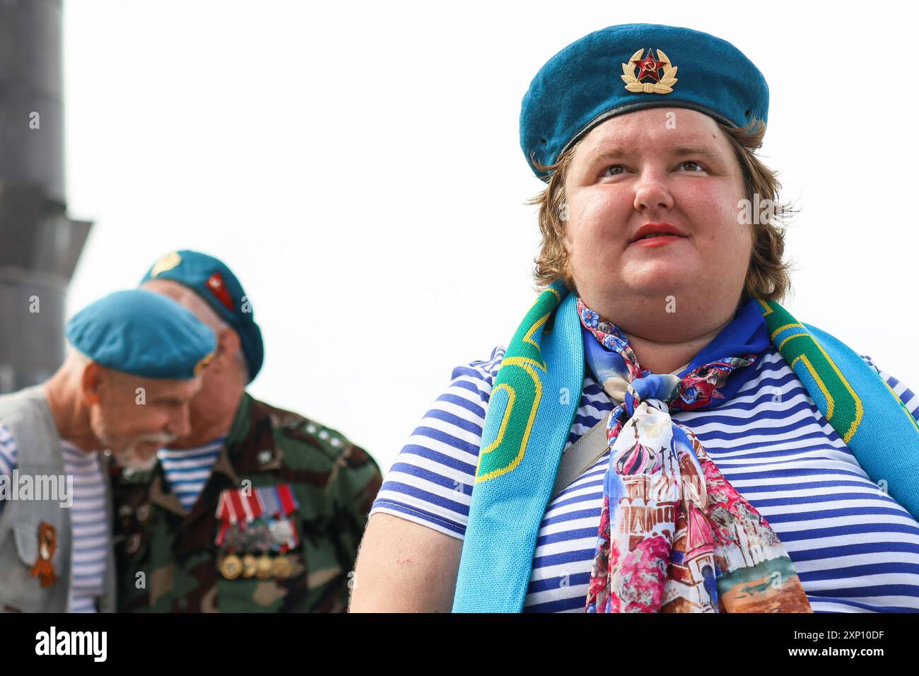 A woman in an Airborne Forces cap during the celebration of Airborne Forces Day in the 300th ...