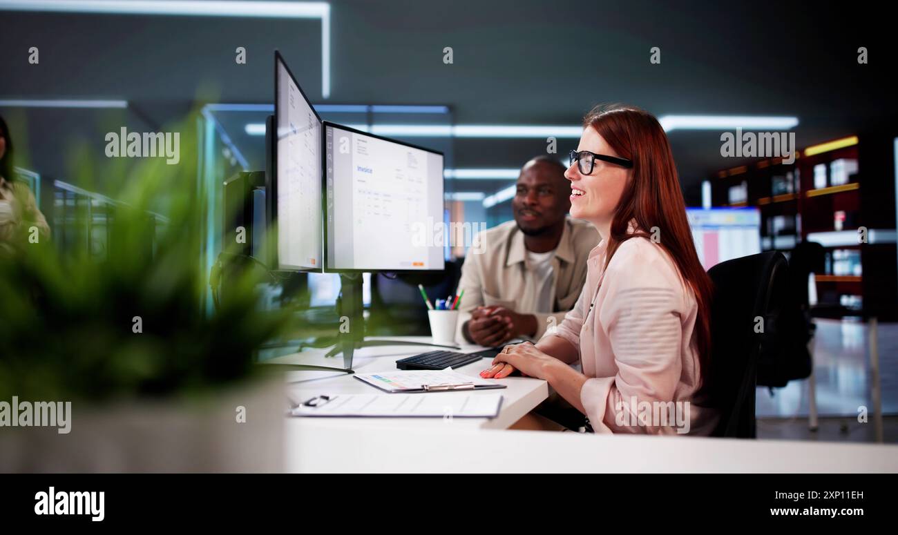 Electronic Business Invoice Check Using Computer Software Stock Photo ...