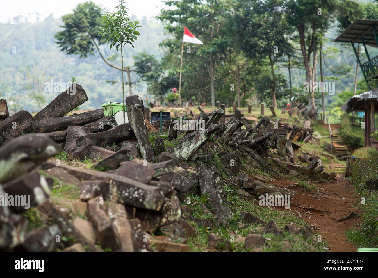 Arrangement of stone at megalithic site, Gunung Padang, Cianjur, West ...