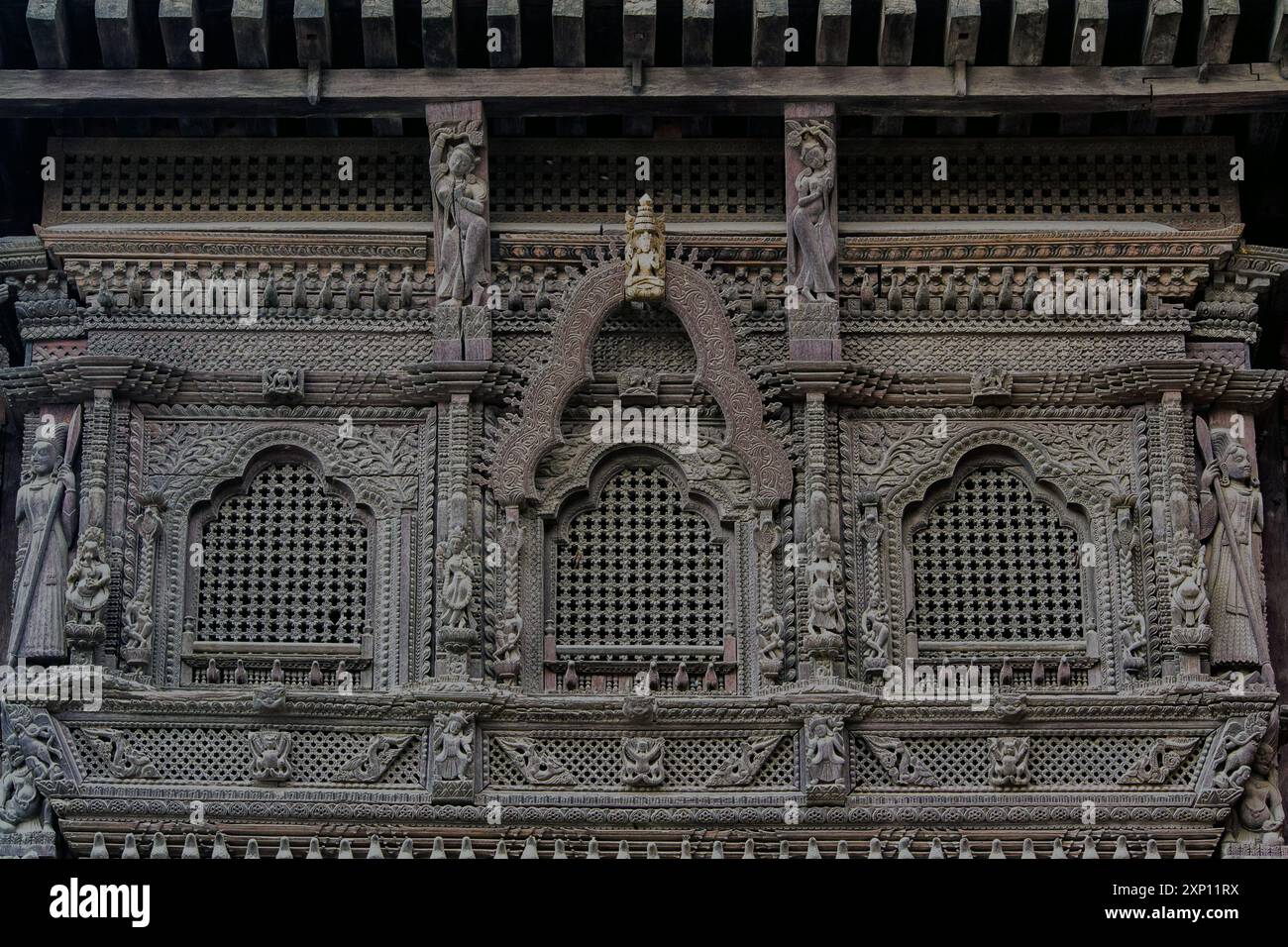 Carved facades typical of Kathmandu Durbar Square’s architecture Stock ...
