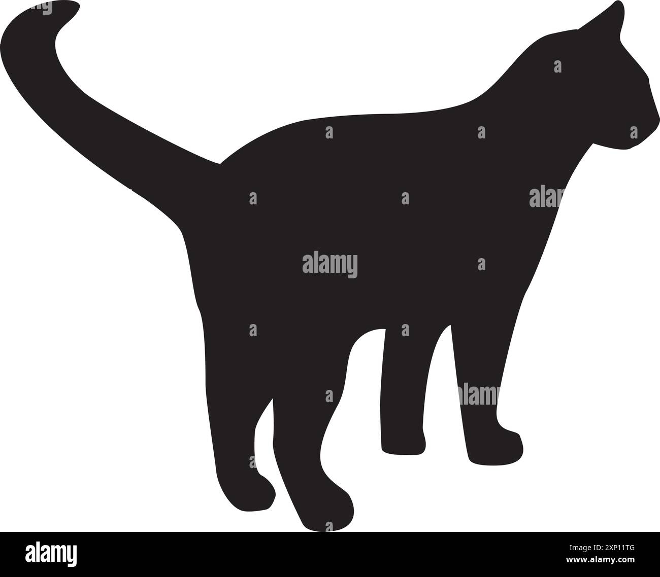 cat silhouette, vector, walking cat, stealthy side view, pet, animal ...