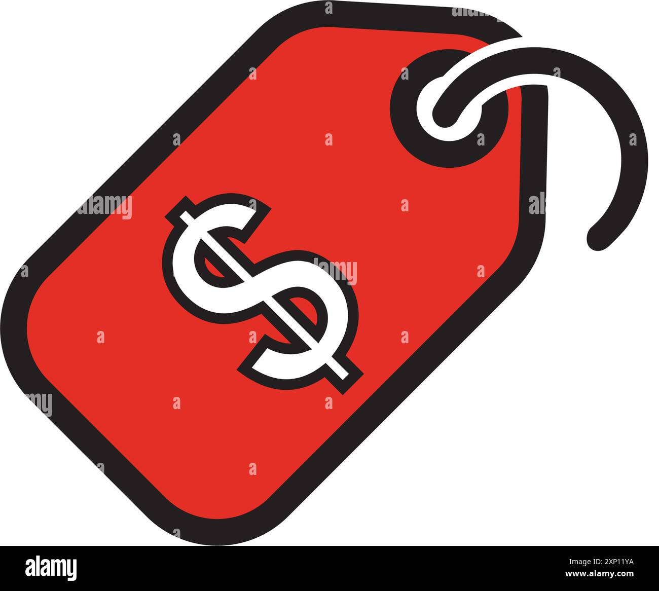 Dollar Tag icon. Flat black symbol. Pictogram is isolated on a white ...