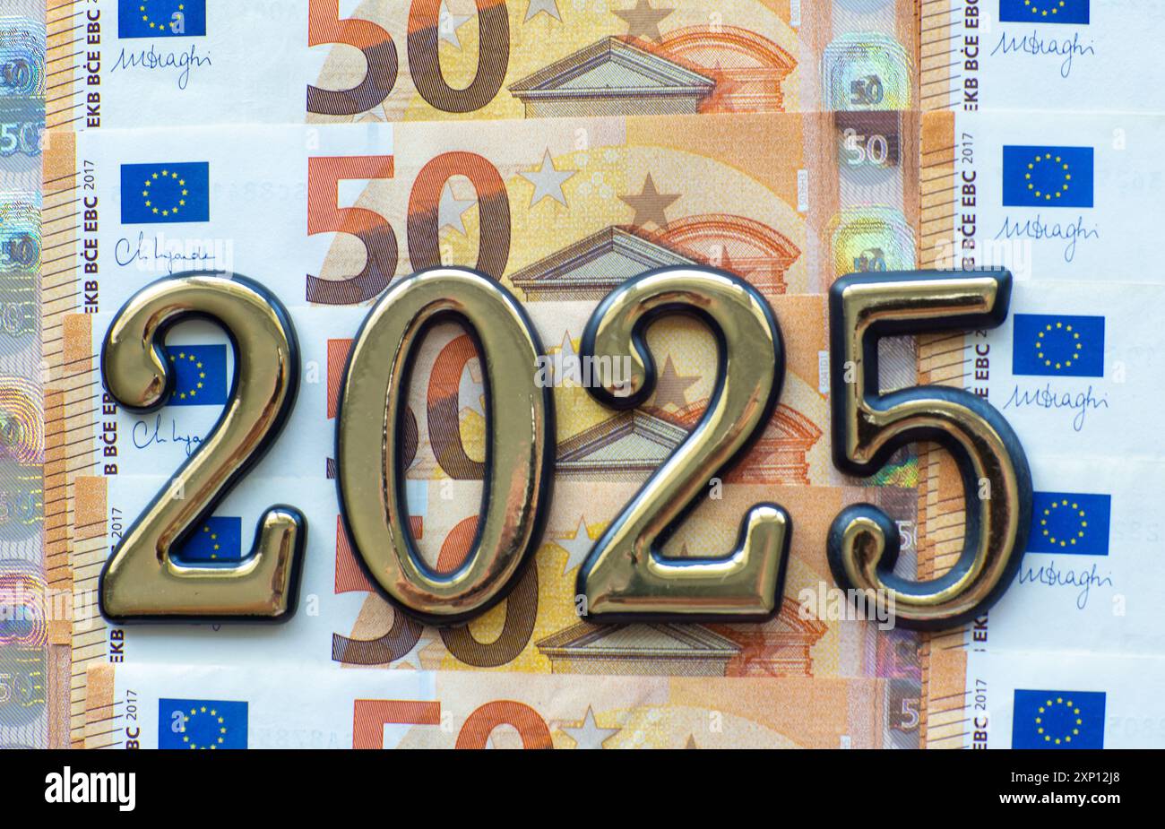 Background of the fifty euros banknotes and 2025 Stock Photo - Alamy