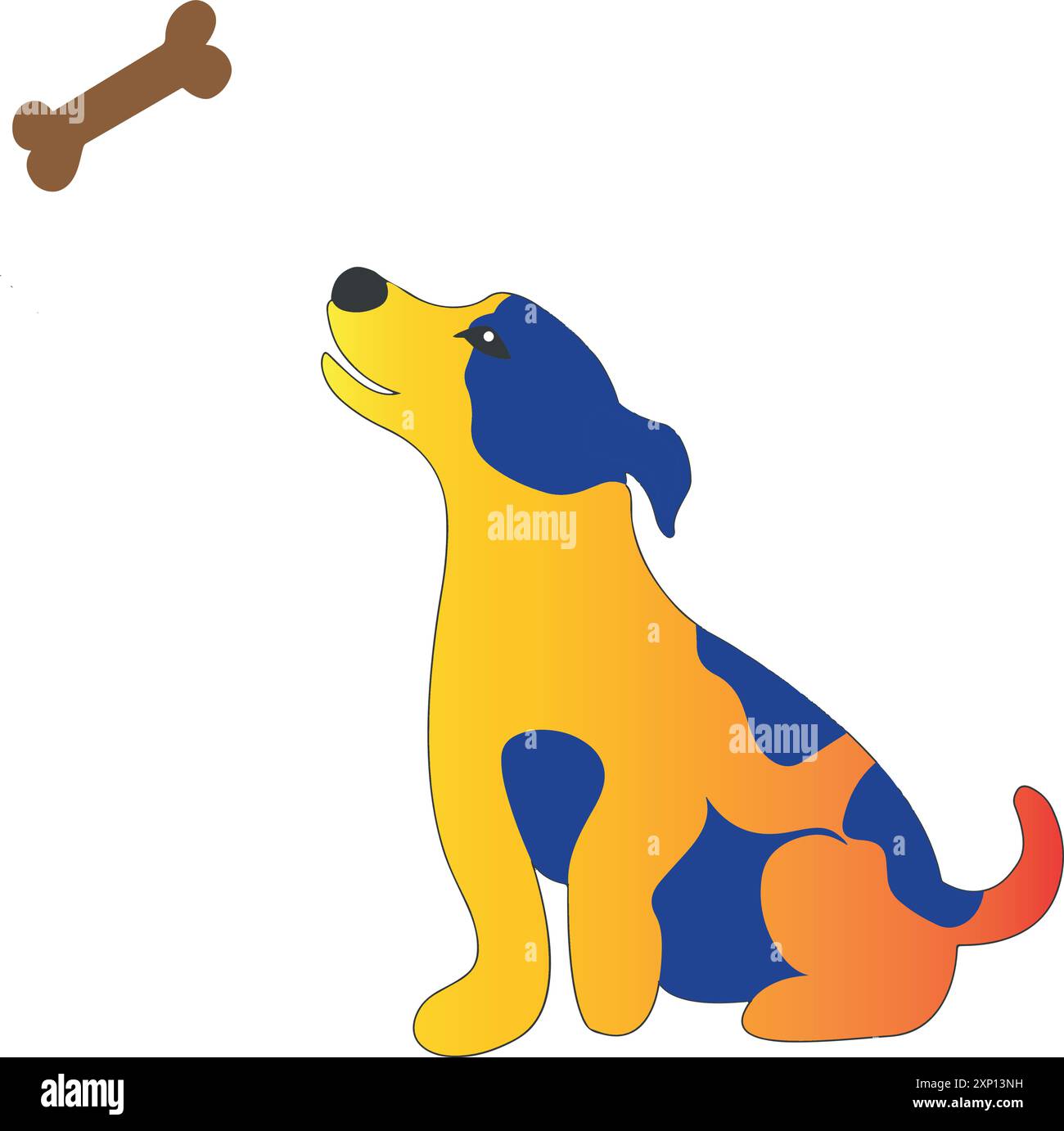 Dog with Bone Vector Art Illustration Stock Vector Image & Art - Alamy