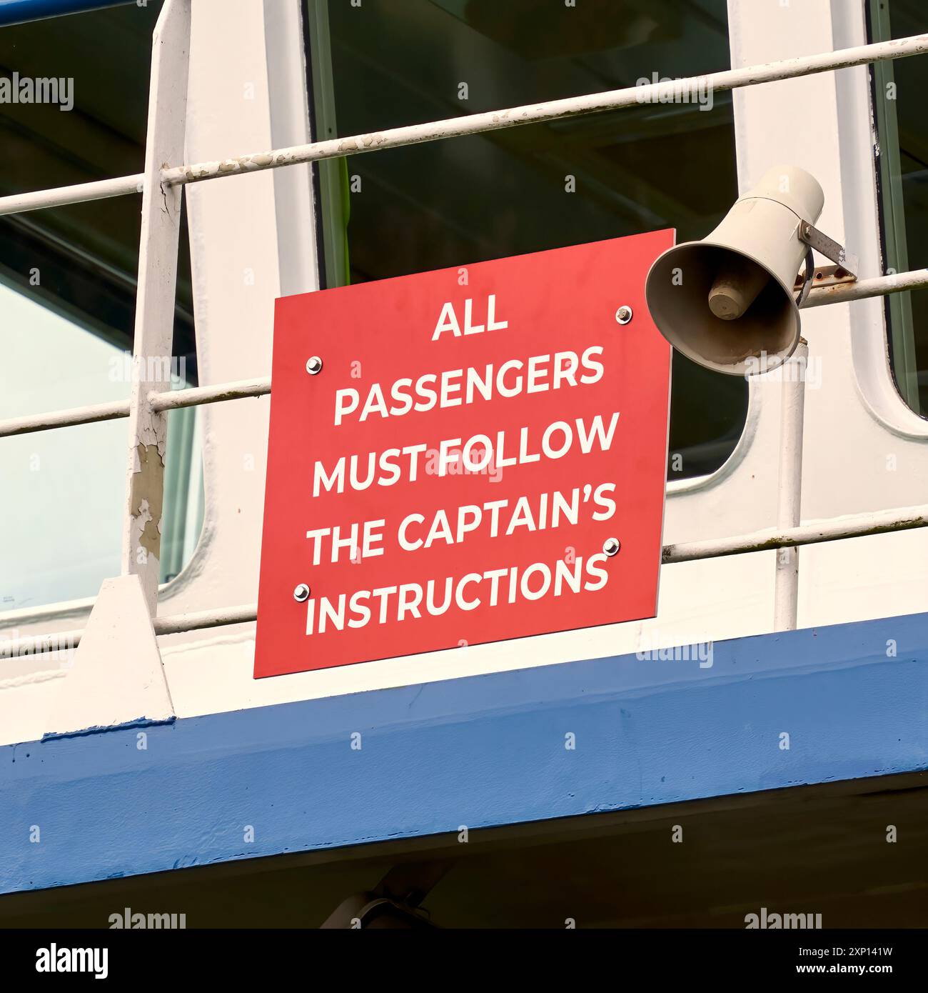 Poster on a ferry urging passengers to follow the captain's ...