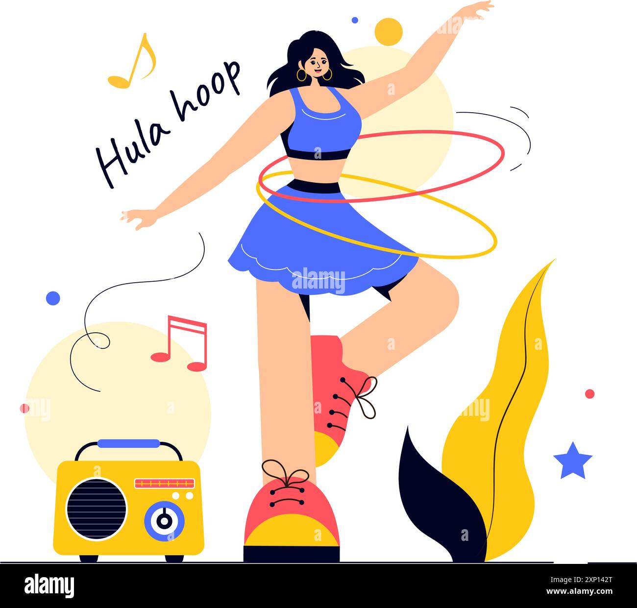 Hula Hoop Vector Illustration with People Exercising and Playing Hula ...
