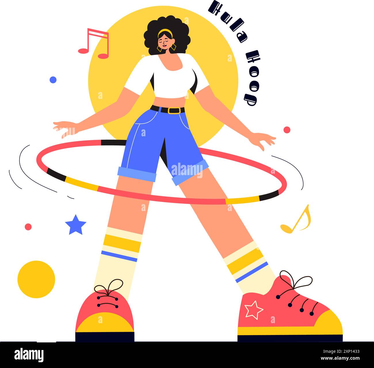 Hula Hoop Vector Illustration with People Exercising and Playing Hula ...