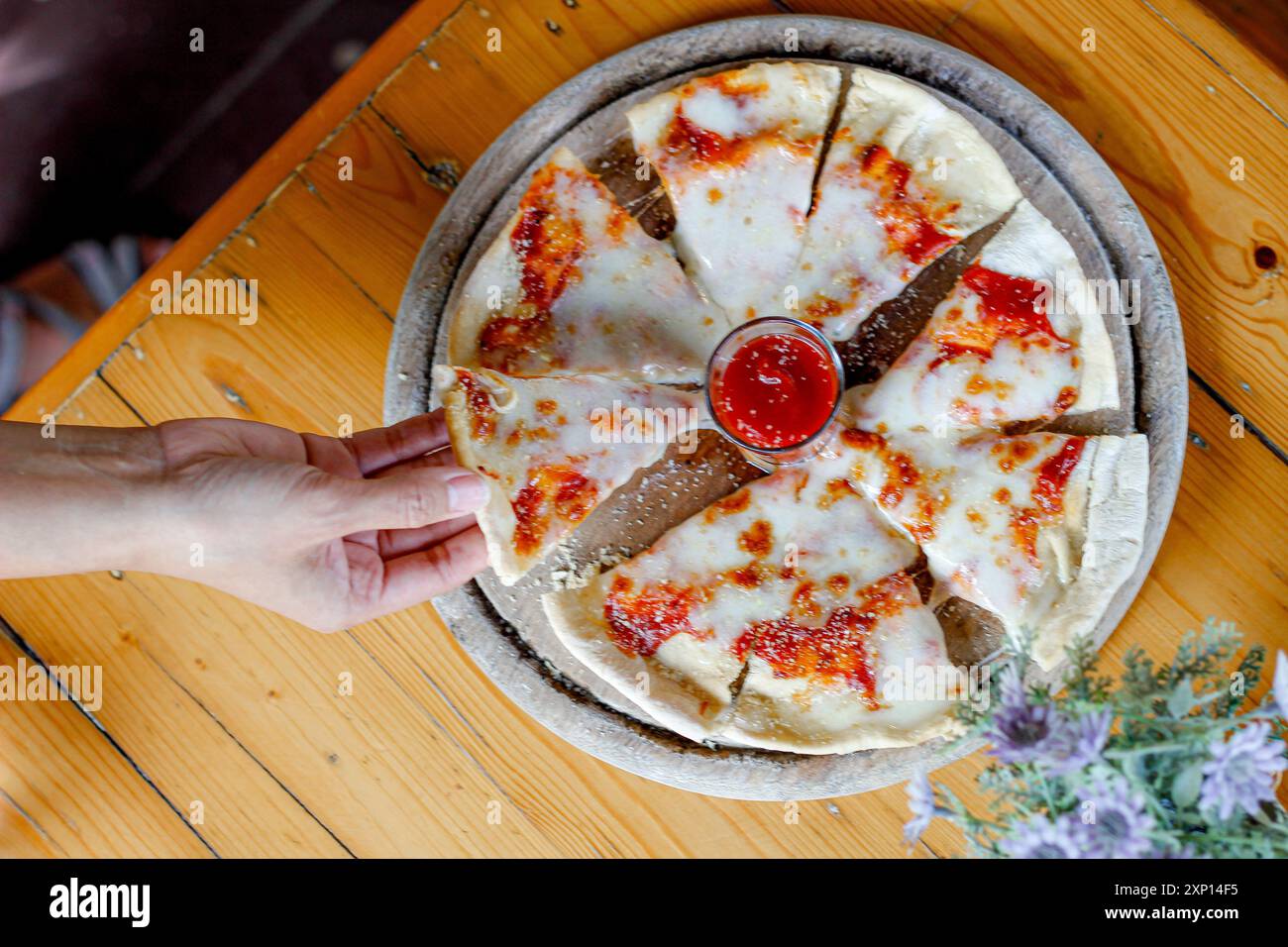 Soft light and Blurred image,Homemade pizza thin crust pizza topping ...